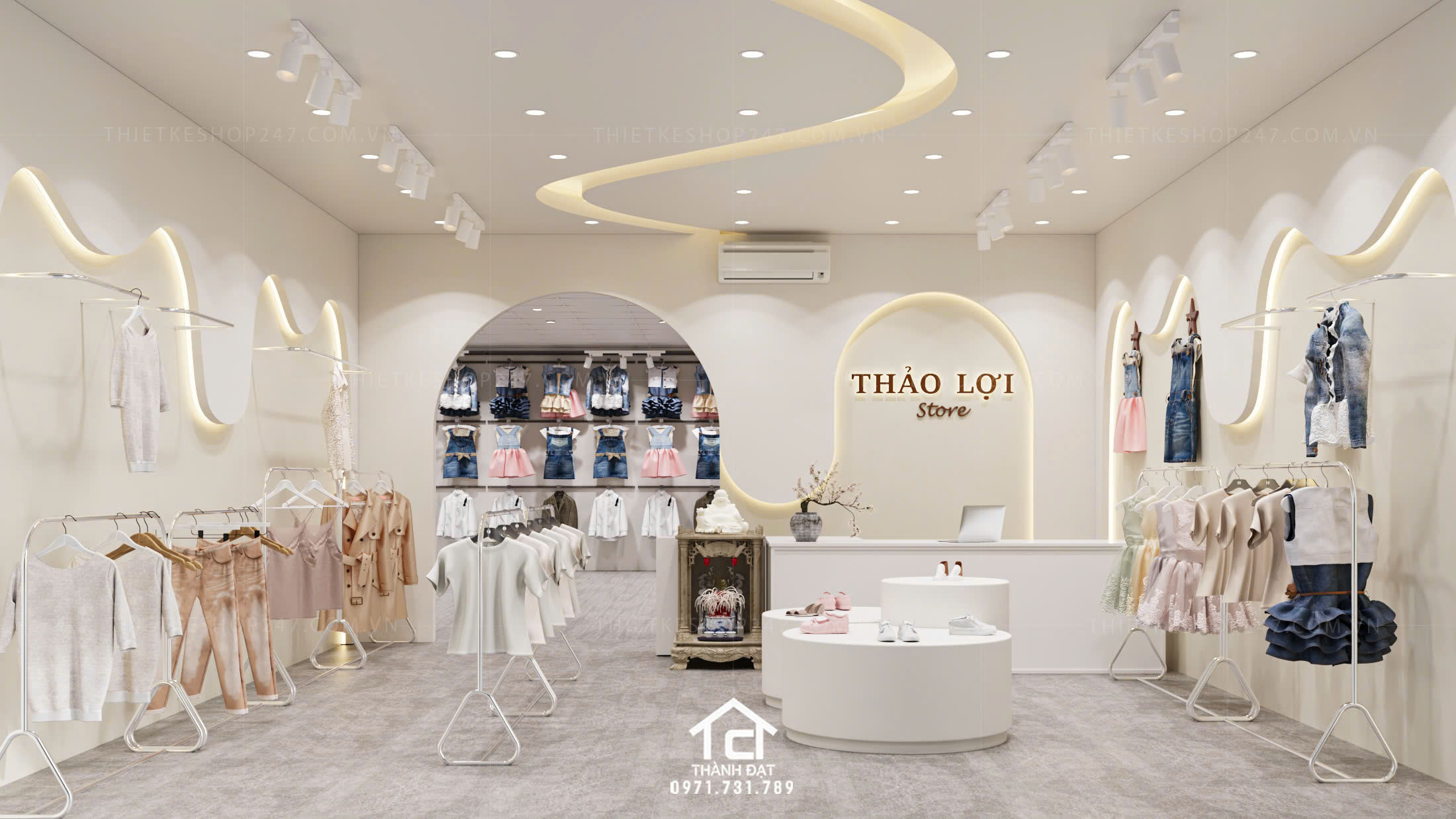 Thiết kế shop thời trang trẻ em đẹp sang trọng – THẢO LỢI
